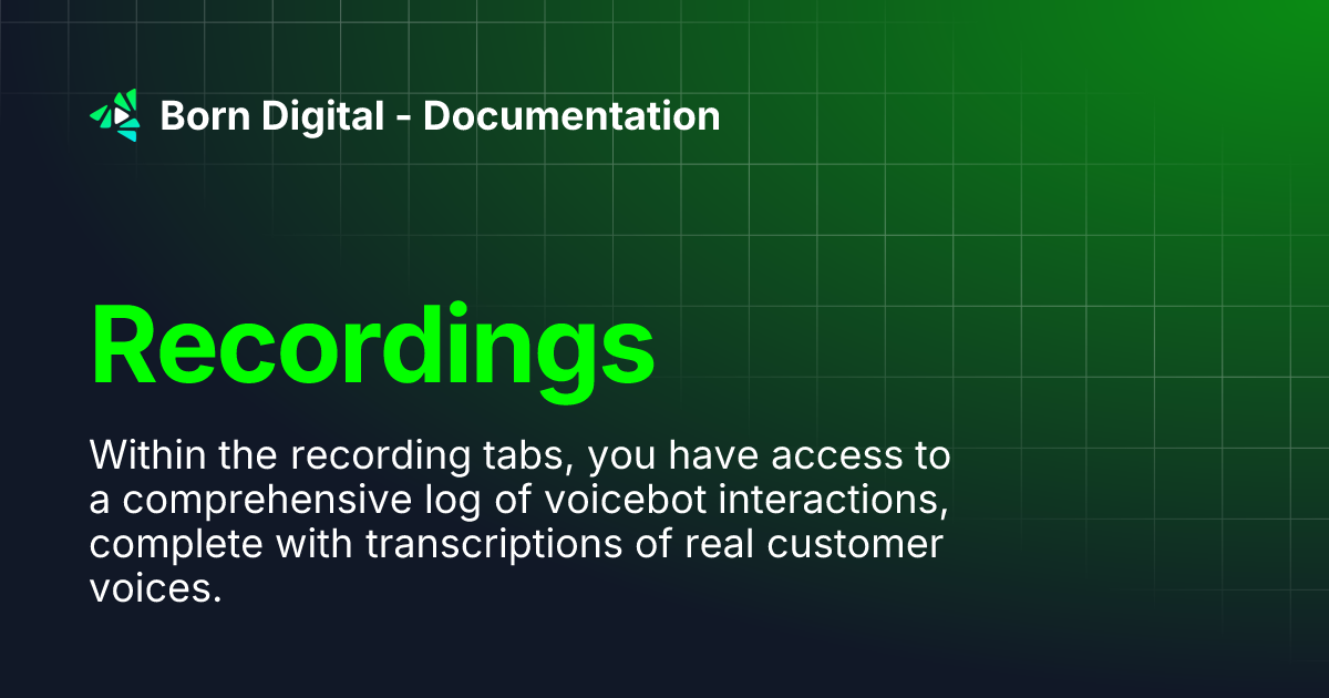 Recordings | Born Digital - Documentation
