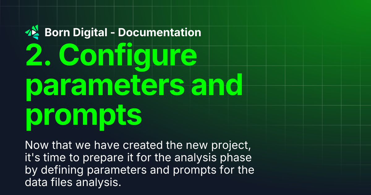 2. Configure parameters and prompts | Born Digital - Documentation