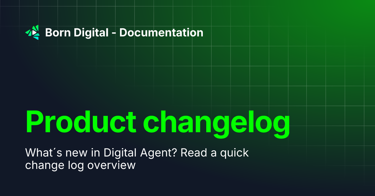 Product changelog | Born Digital - Documentation