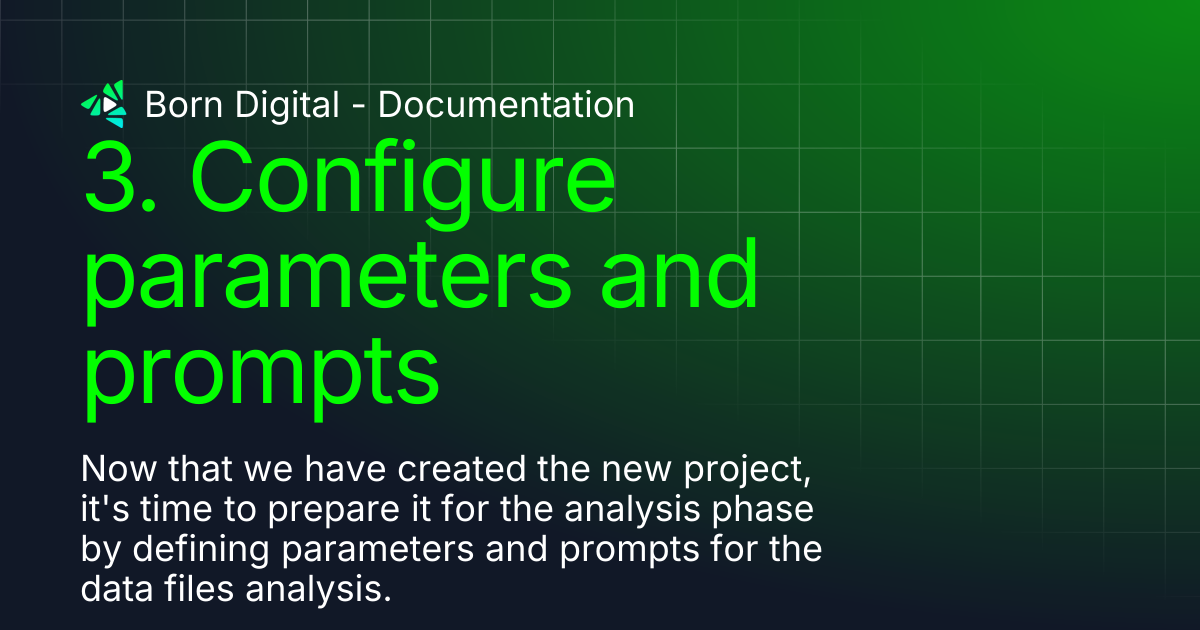 3. Configure parameters and prompts | Born Digital - Documentation