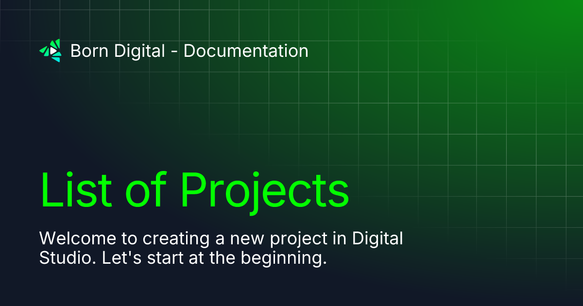 List of Projects | Born Digital - Documentation